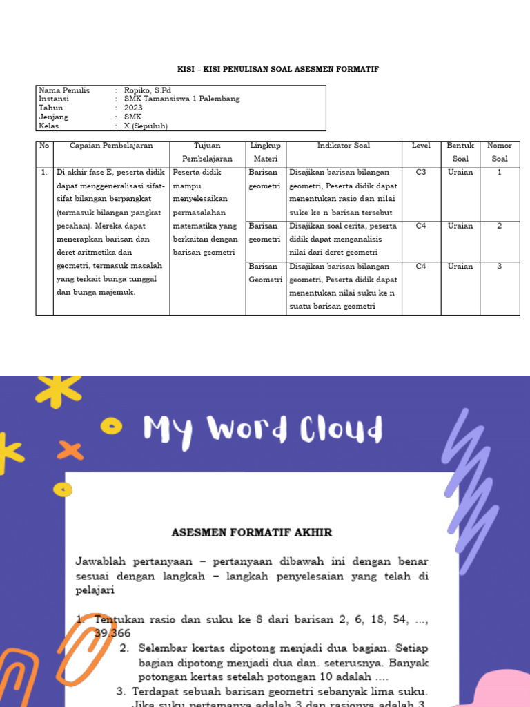 Instrumen Asesmen Formatif (Tes Tertulis) - Ropiko - sk2-Ppl2 | PDF