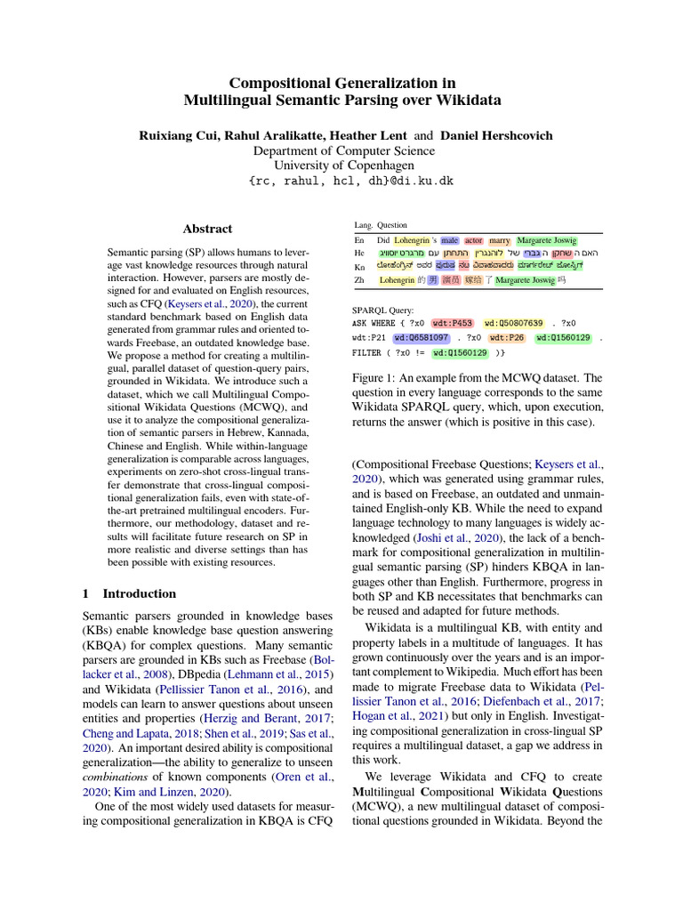 Compositional Generalization in Multilingual Semantic Parsing Over Wikidata | PDF