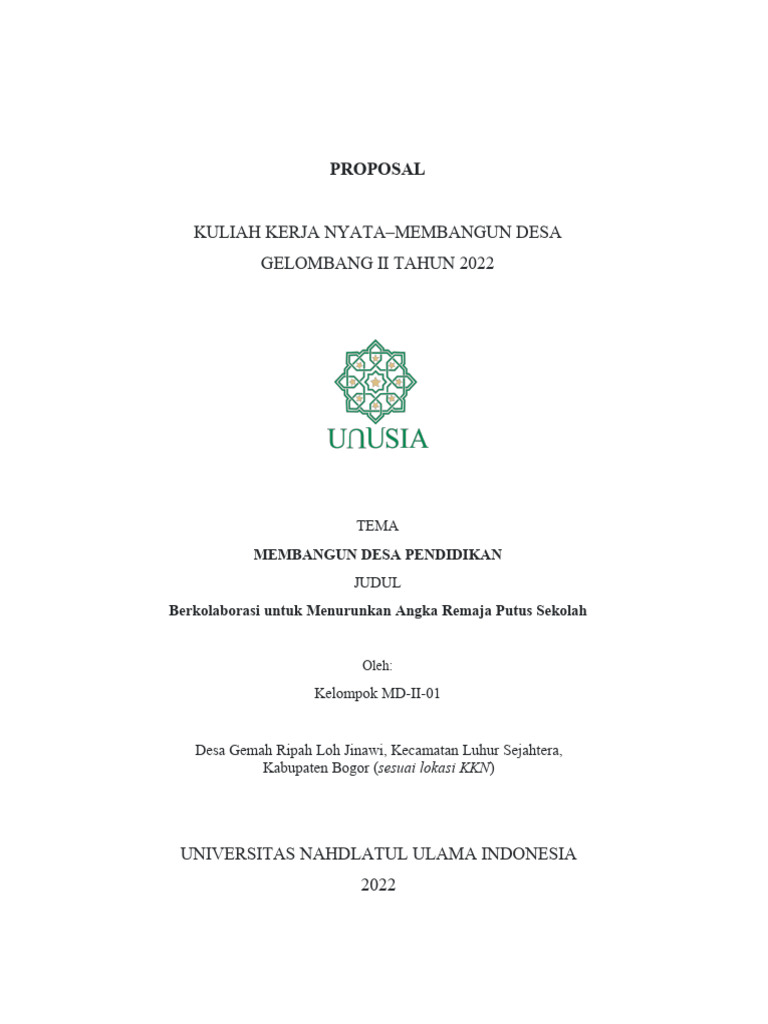 Contoh Proposal KKN-MD-II | PDF