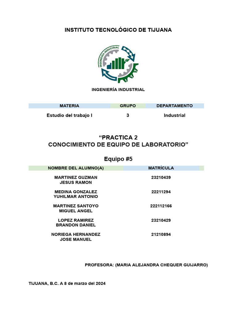 Practica2 Estudio Del Trabajo I | PDF