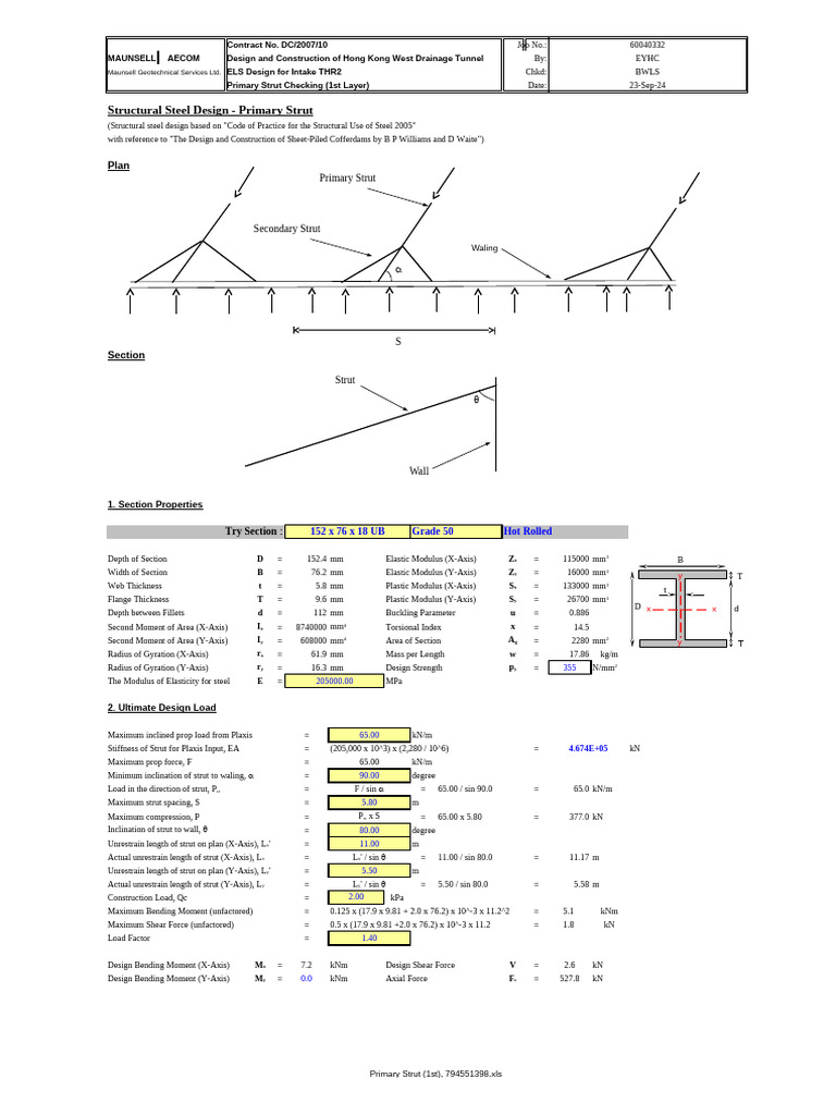 1 - SteelChk-2005 (Strut & Waling) | PDF