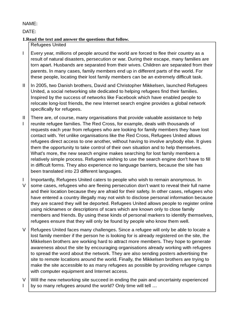 Unit 8 3 Eso H Reading and Writing | PDF