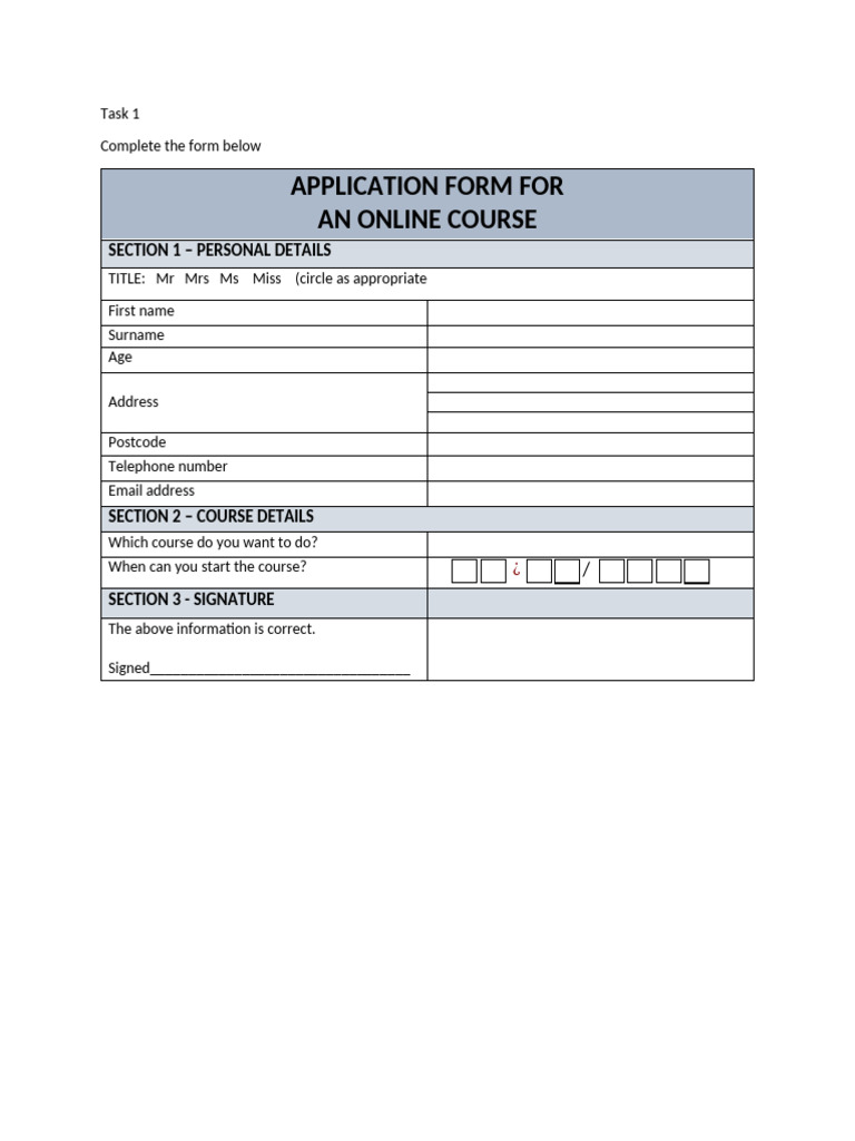 Application Form Sample | PDF
