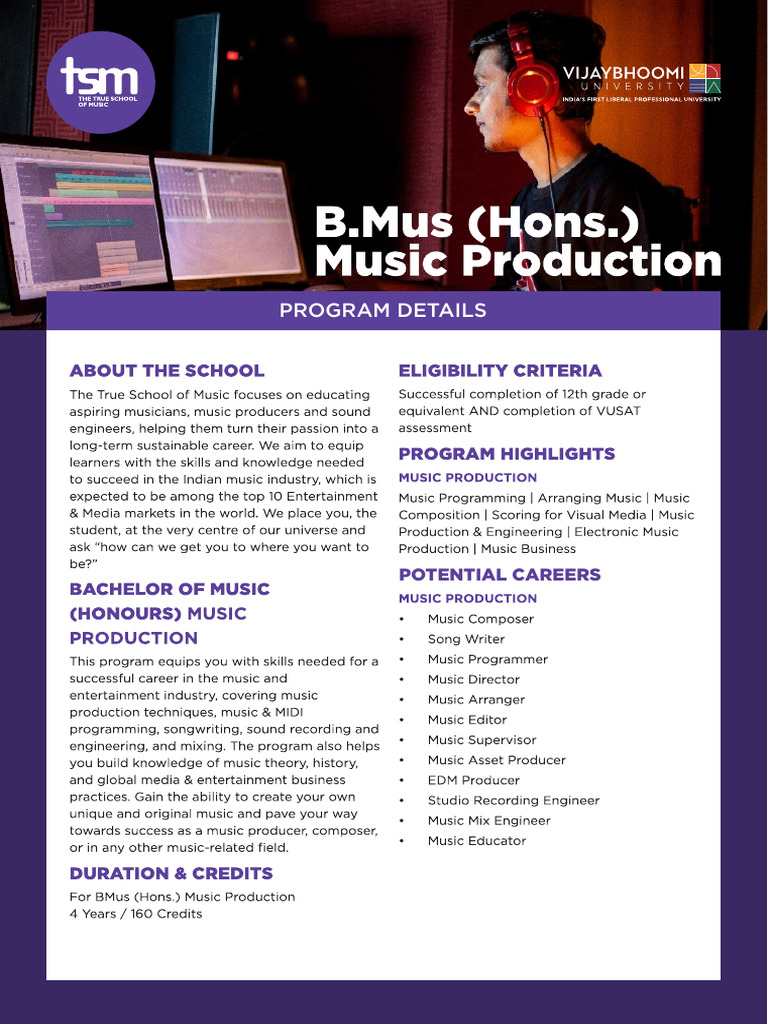Bachelor of Music Production | PDF
