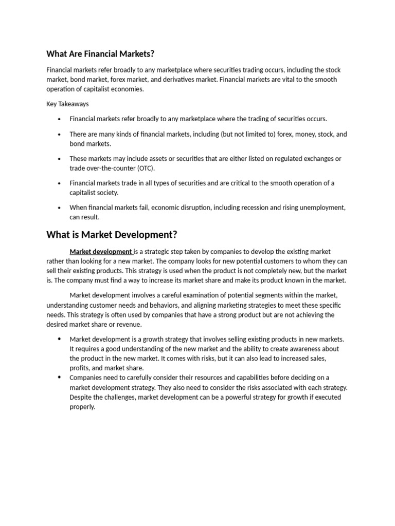 What Are Financial Markets | PDF