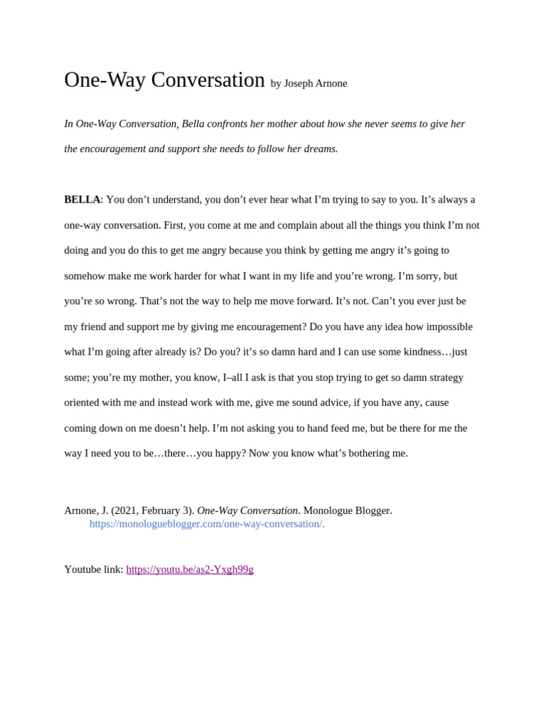 One Way Conversation | PDF