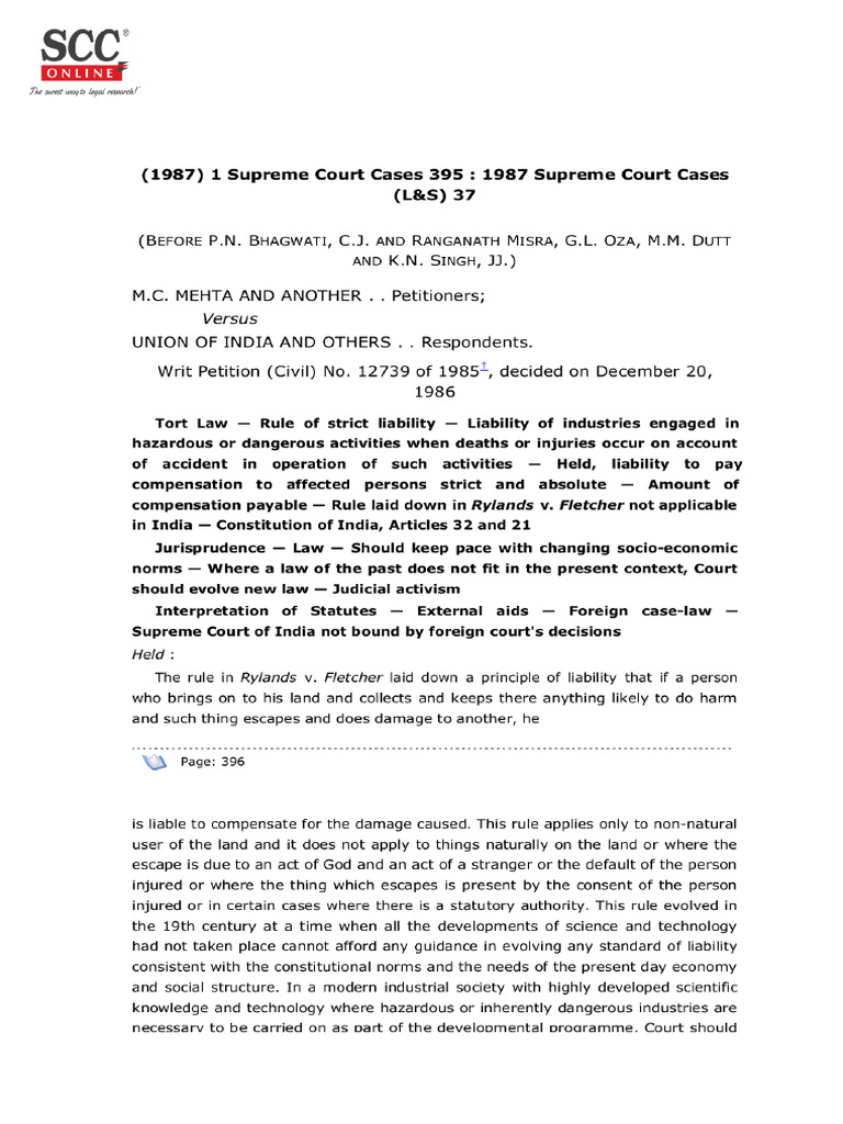 M C Mehta V UOI | PDF