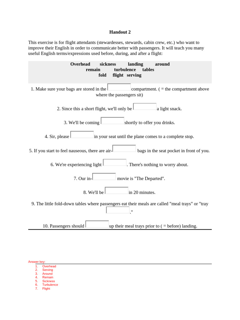 Handout 2 cabin crew | PDF