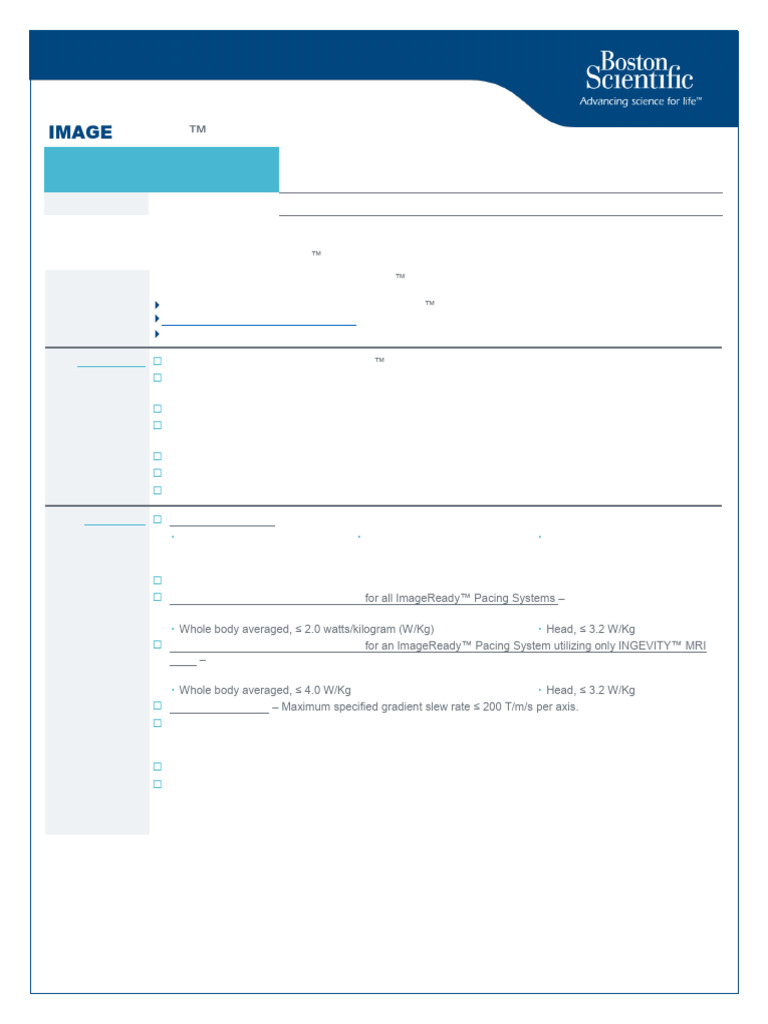 Radiology Checklist ImageReady MR Conditional Pacing System | PDF