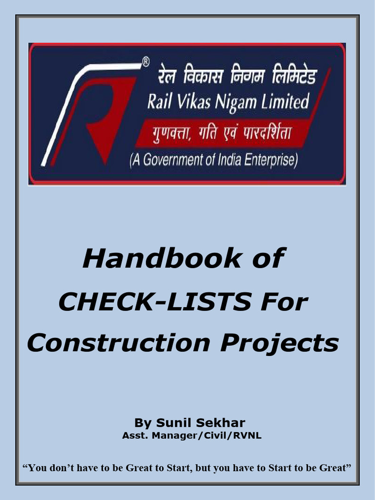 HandBook of Checklists For RVNL Projects | PDF