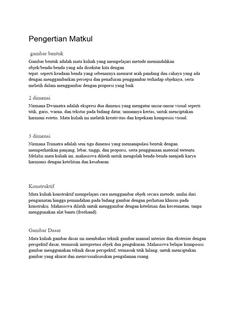 Pengertian Matkul | PDF