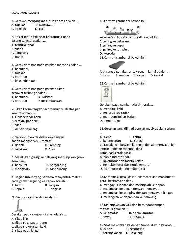 SOAL PJOK KELAS 3 | PDF