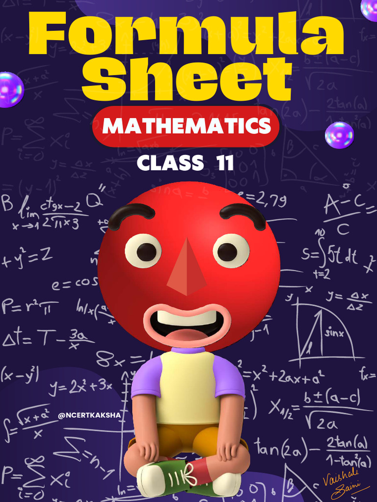 Ncert Kaksha Class 11 Maths Formula Sheet Pdf