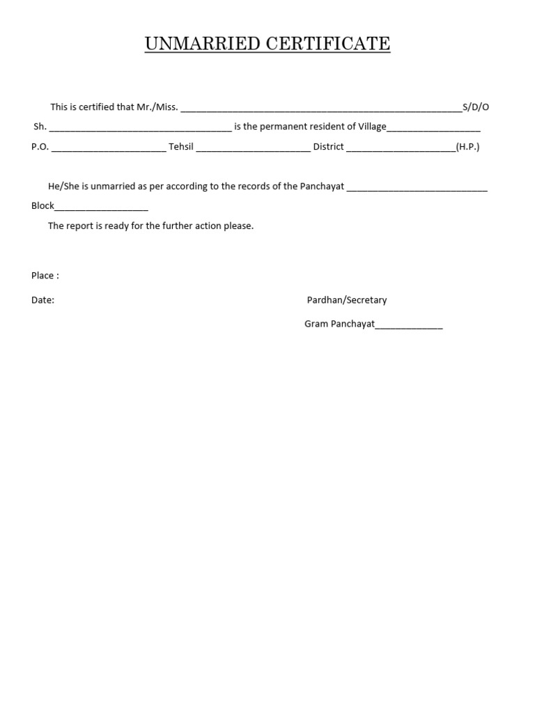 11 Unmarried Certificate | PDF