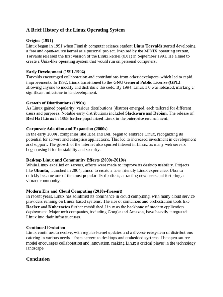 A Brief History of The Linux Operating System | PDF A Brief History of The Linux Operating System | PDF