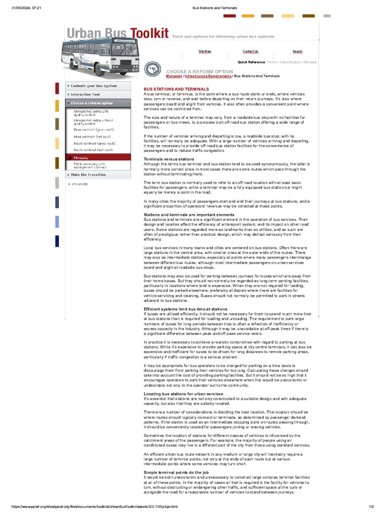 Bus Stations and Terminals | PDF