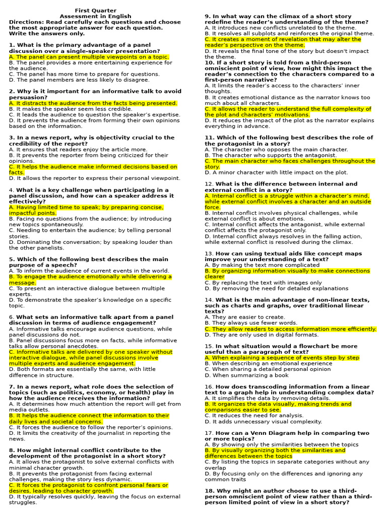 LT in English - First Quarter | PDF