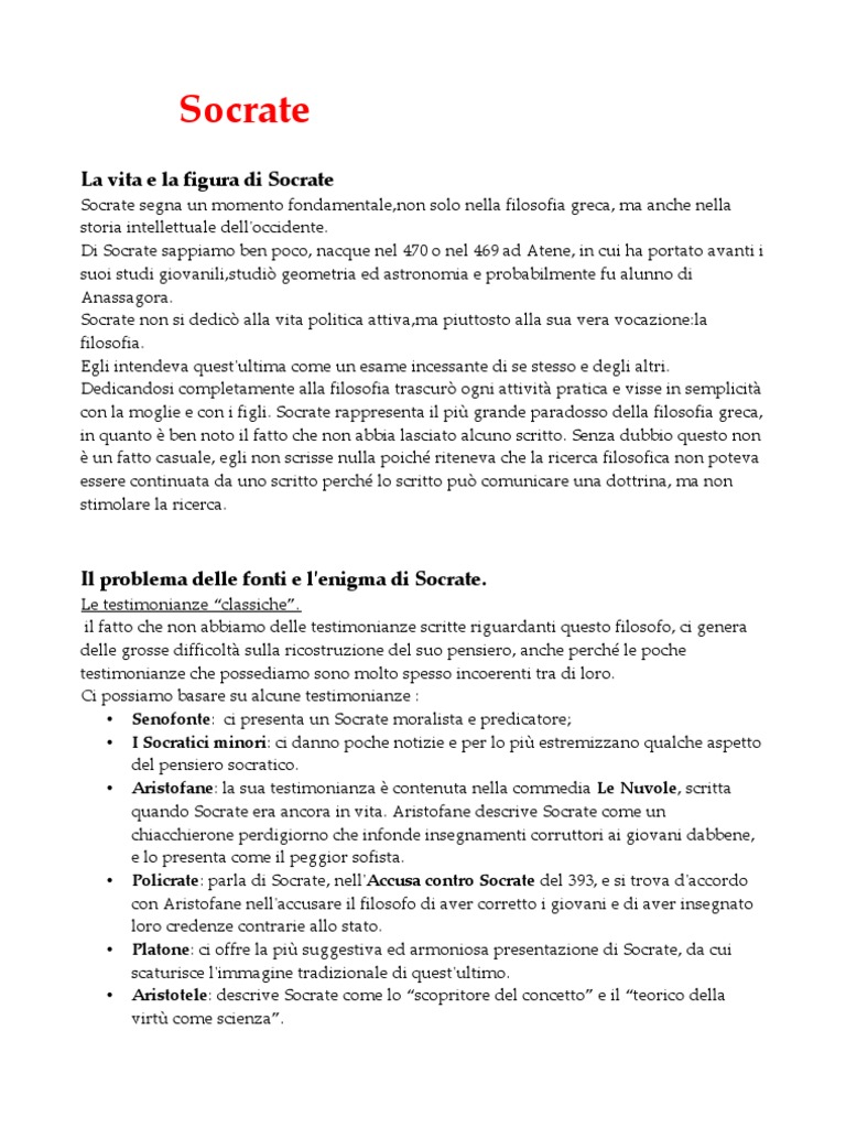 Riassunto Filosofia Socrate (Valentina Cona) | PDF