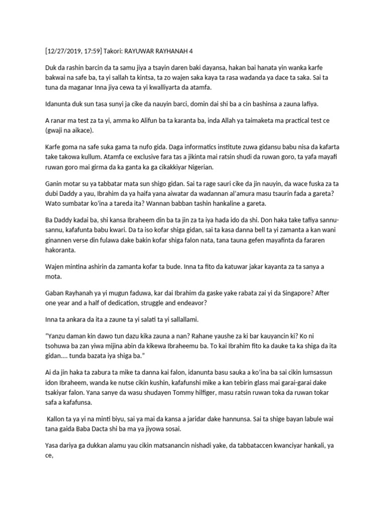 Rayuwar Rayhana 4 | PDF