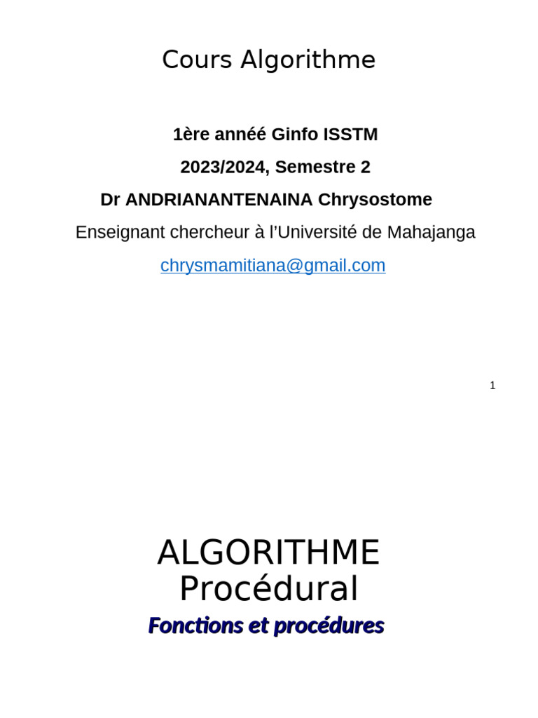 Algorithme Procedural | PDF
