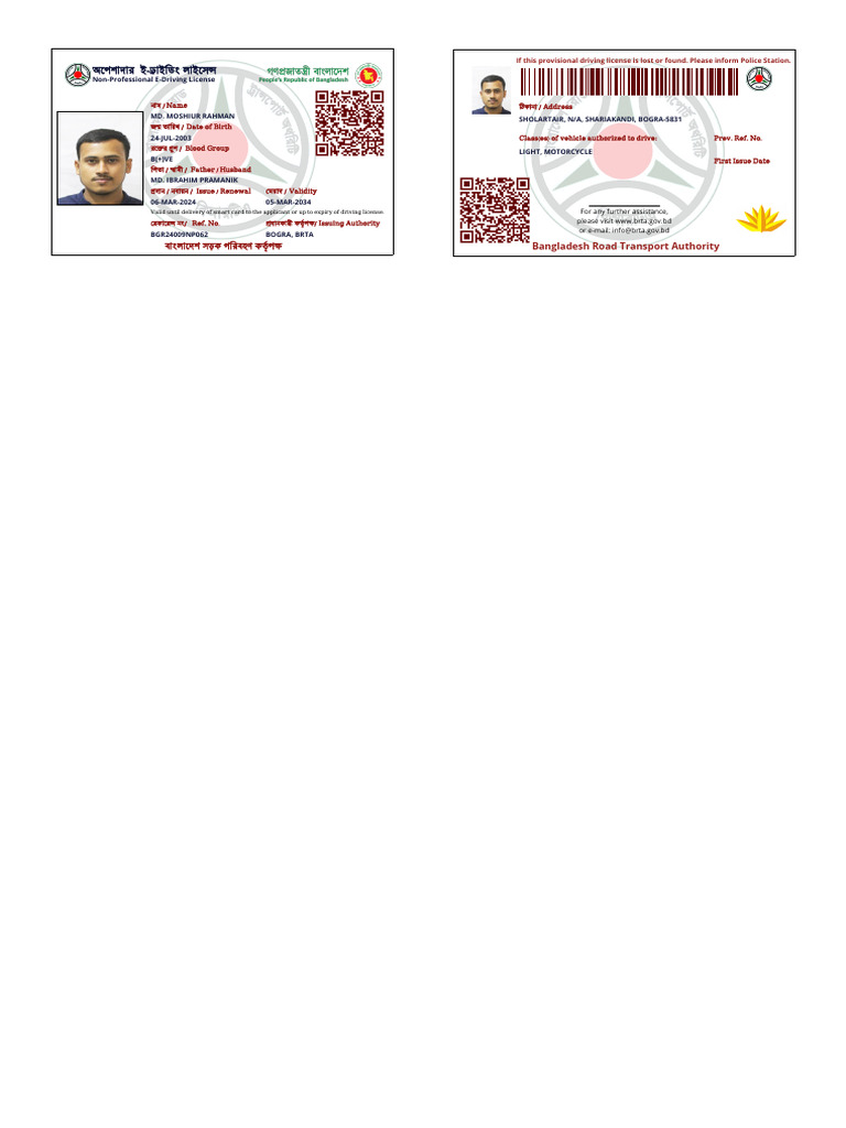 E Paper Driving License | PDF
