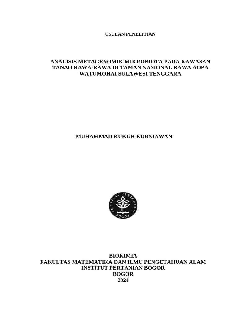 Muhammad Kukuh Kurniawan - G8401211030 - Draft (2) Usulan Penelitian | PDF