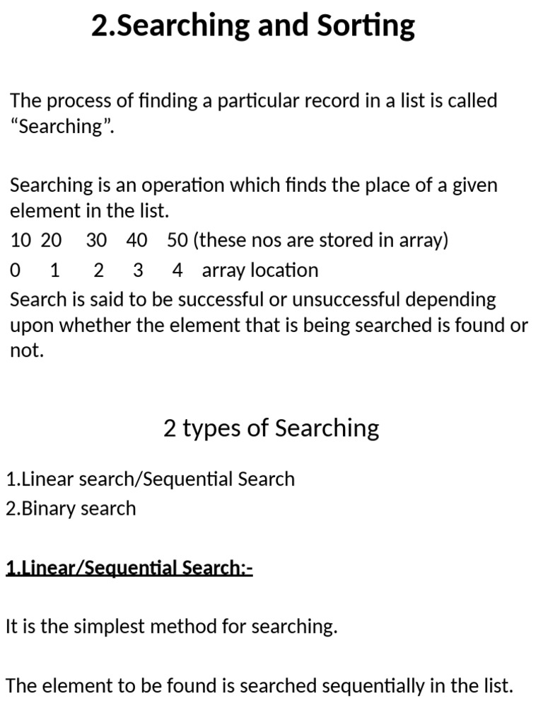 Ch2 - Searching and Sorting | PDF