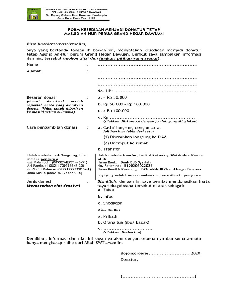 Form Donatur | PDF