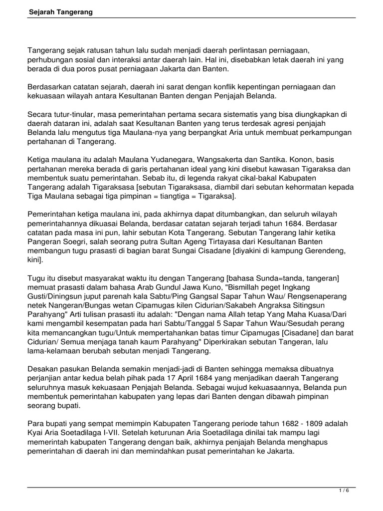 Sejarah Tangerang | PDF