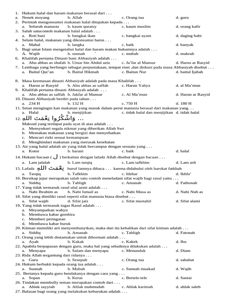 Soal Pai Pas 8 Genap 2021 | PDF