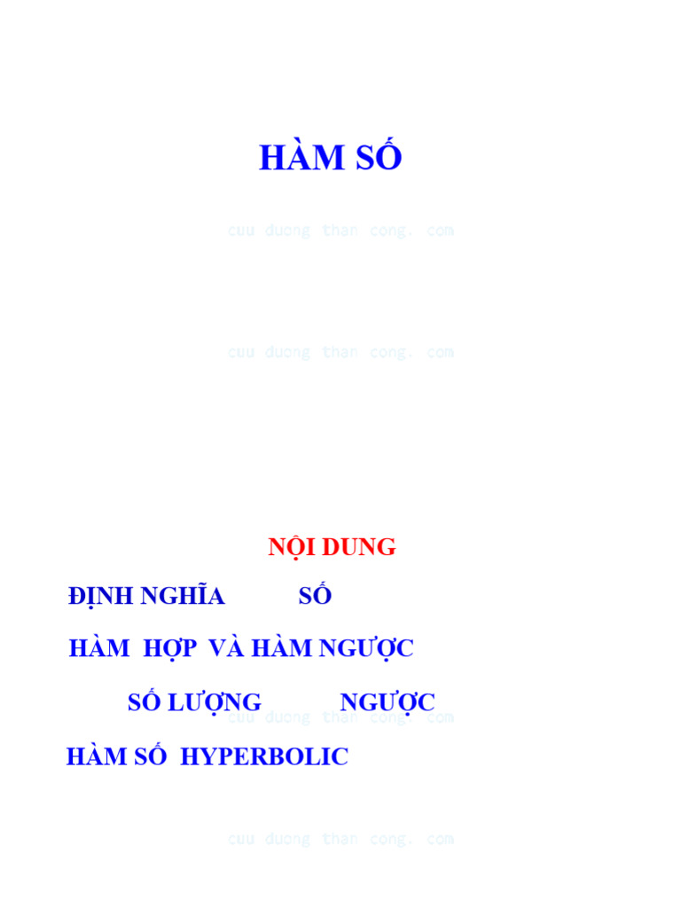 Giai Tich 1 Co Vy n01. Gioi Han Ham So b1 Ham So [Cuuduongthancong.com] | PDF