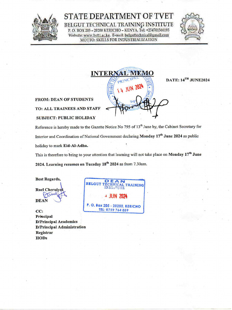 Holiday Memo | PDF