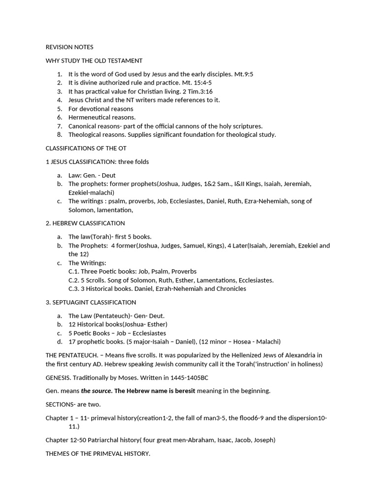 REVISION NOTES OT SURVEY | PDF