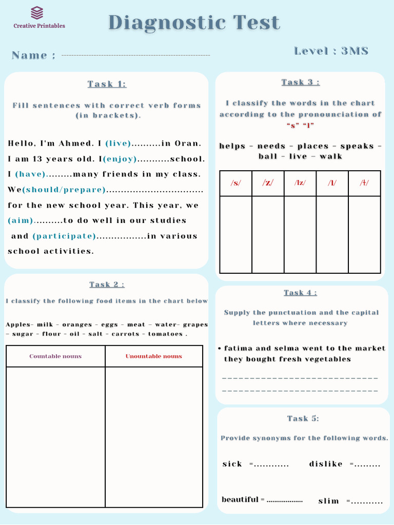 Diagnostic Test 3ms | PDF