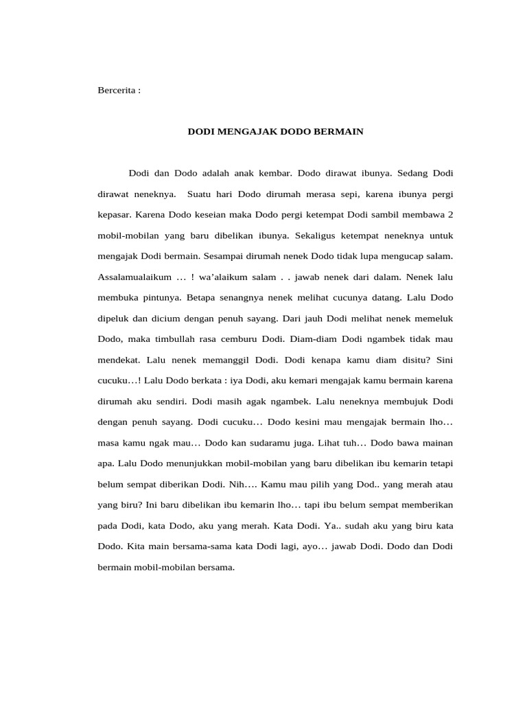 Bercerita Dodo Mengajak Dodi Bermain | PDF