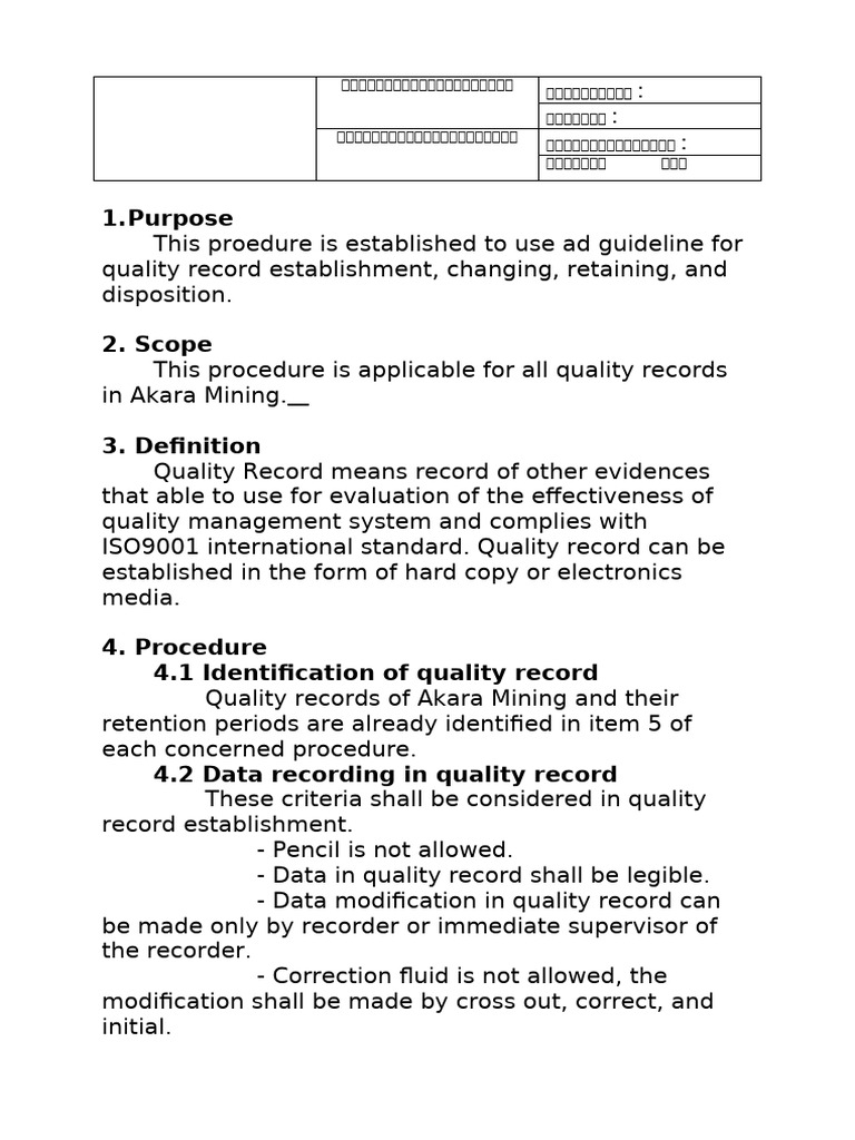 example proceure record control EN | PDF