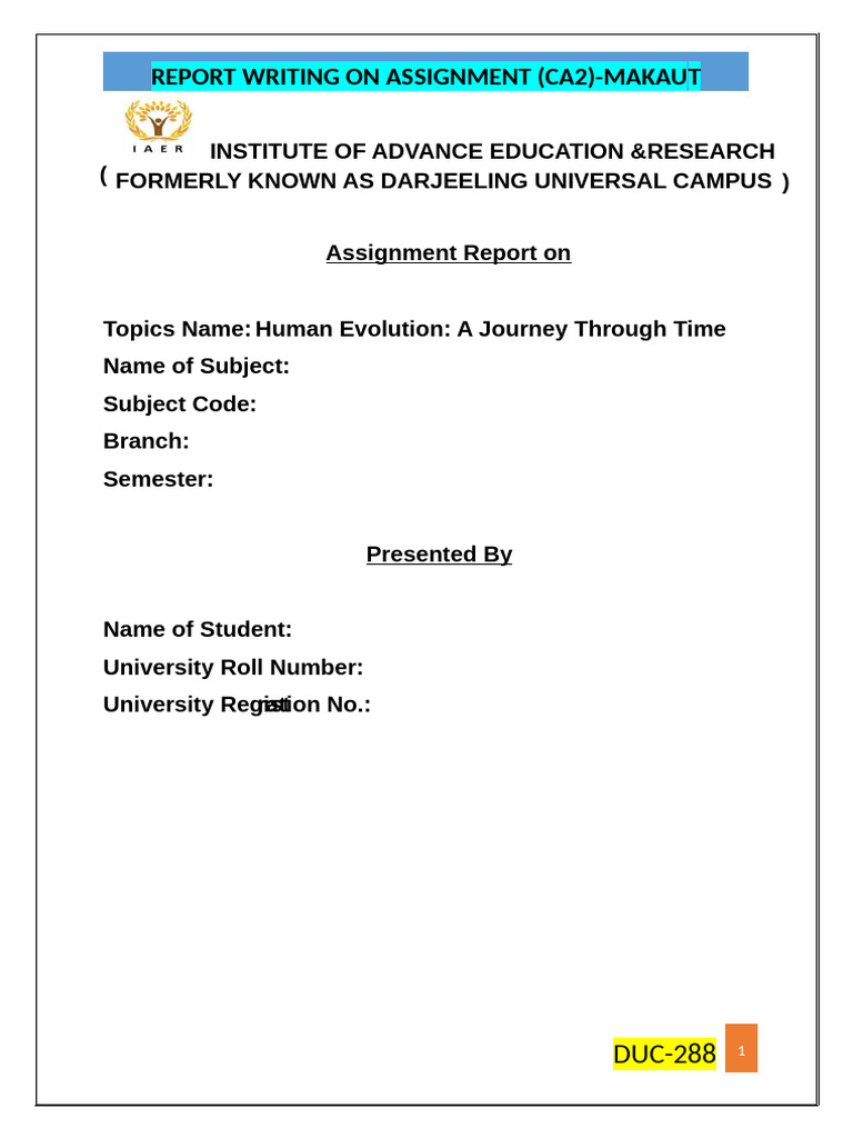 CA2 - Project Report Cover Page Submission Format | PDF