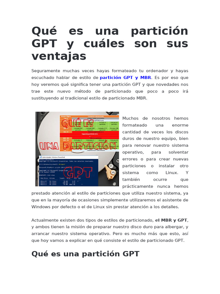 Qué Es Una Partición GPT | PDF