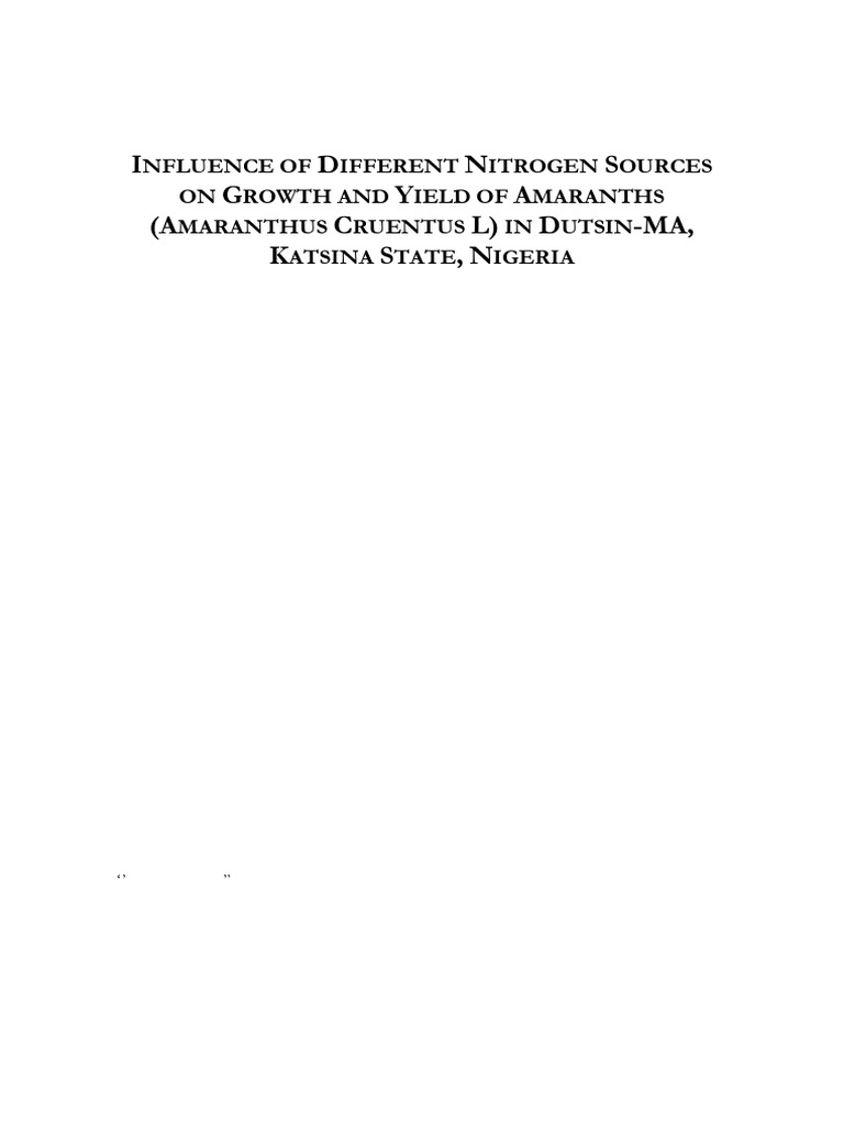 Influence of Different Nitrogen Sources On Growth and Yield of ...