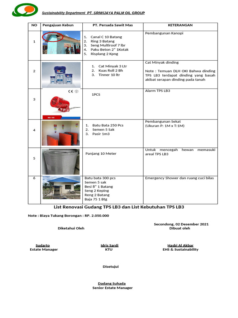 Pengajuan Renov TPS LB3 | PDF