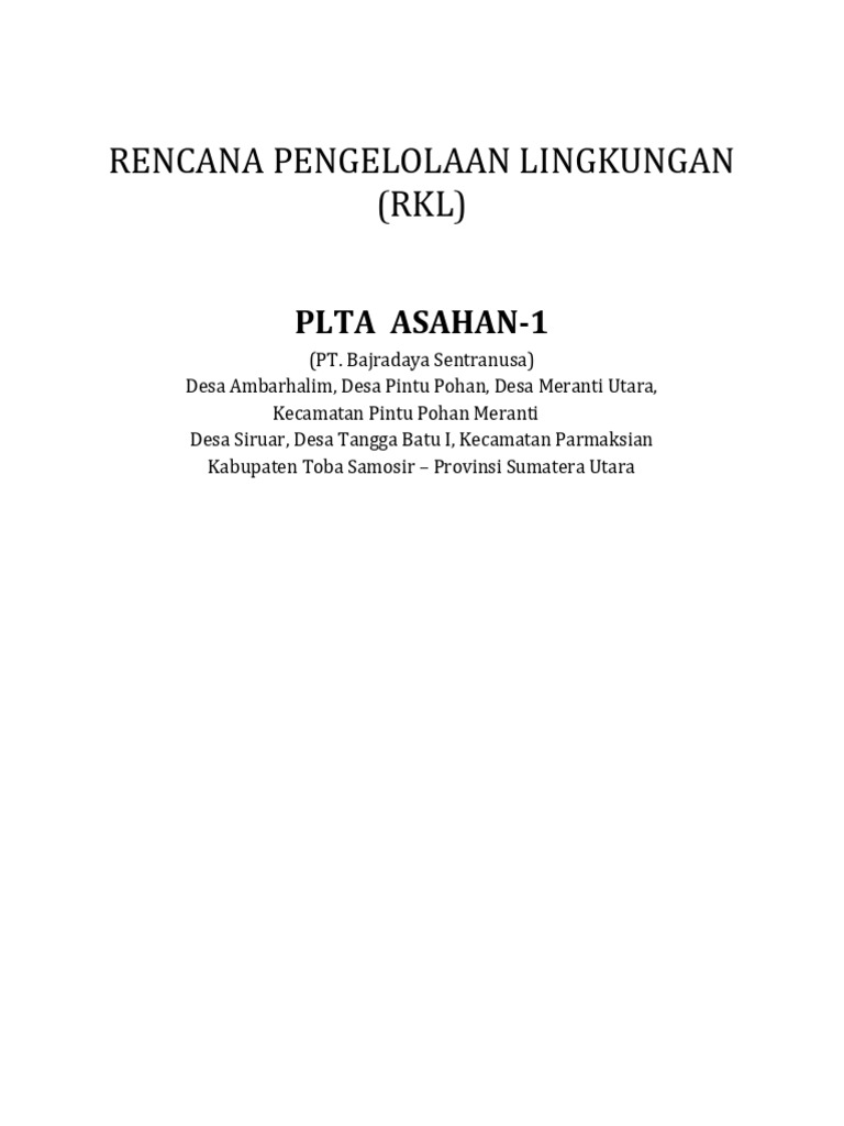 Rencana Pengelolaan Lingkungan RKL | PDF