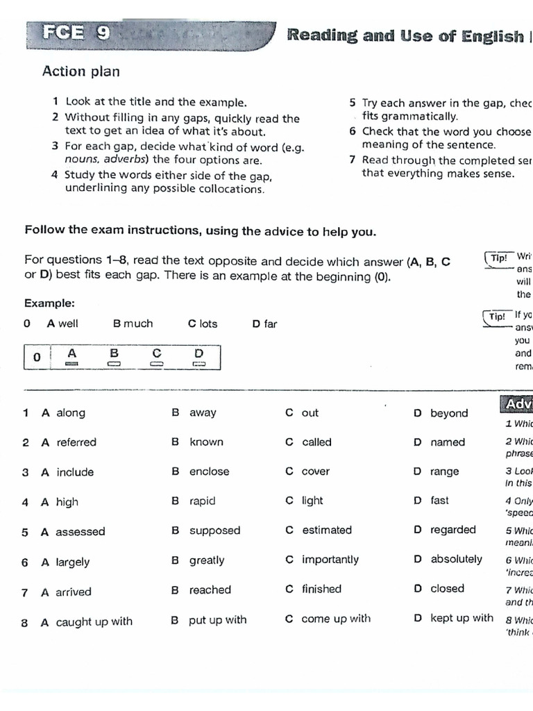 FCE Test 9 Reading Part 1 - 5 | PDF