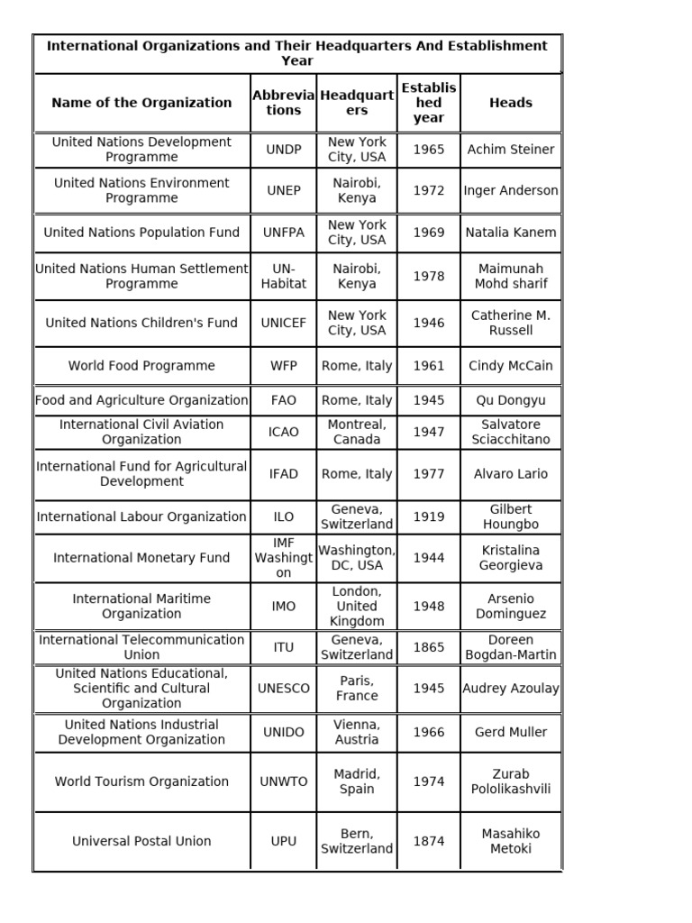 International Organizations | PDF | United Nations | International ...