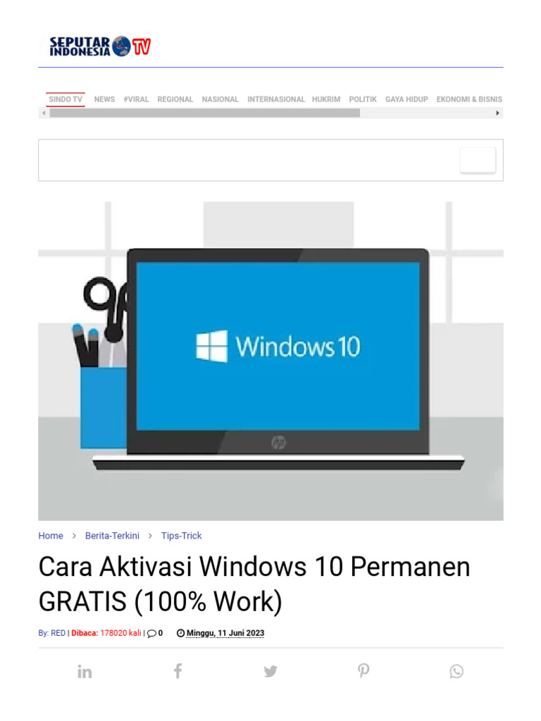 Cara Aktivasi Windows 10 Permanen GRATIS (100% Work) | PDF
