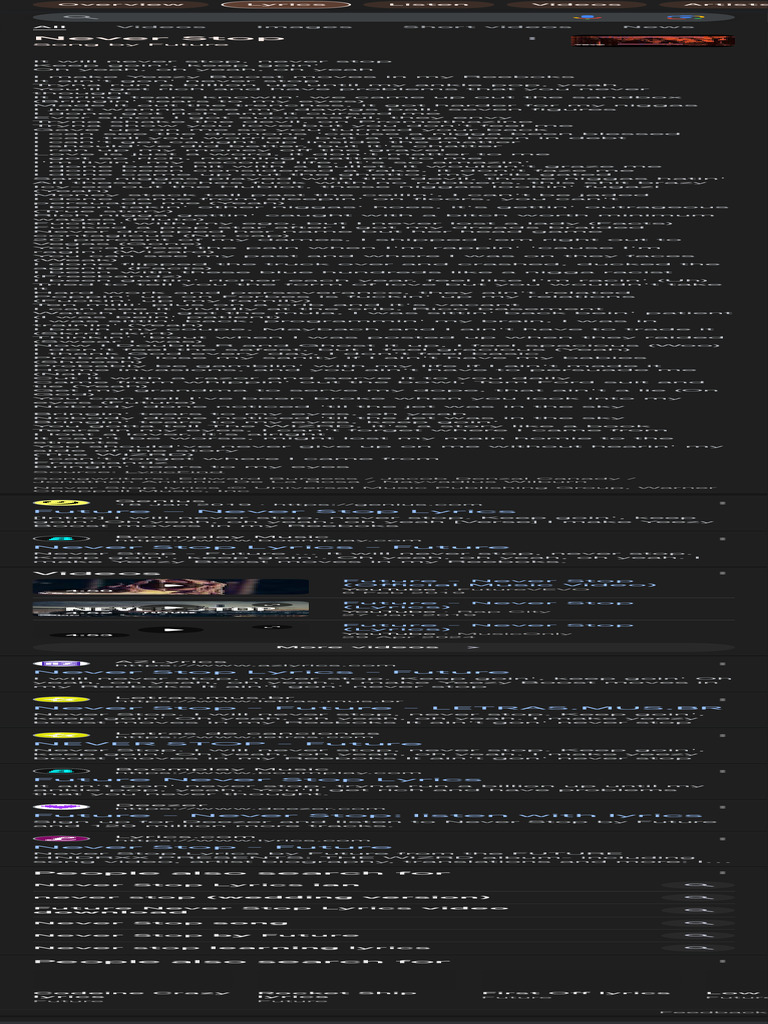 Future - Never Stop Lyrics | PDF