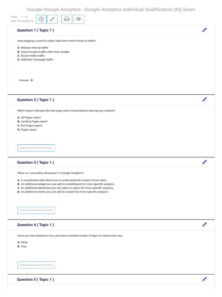 Google Analytics IQ Exam Questions | PDF