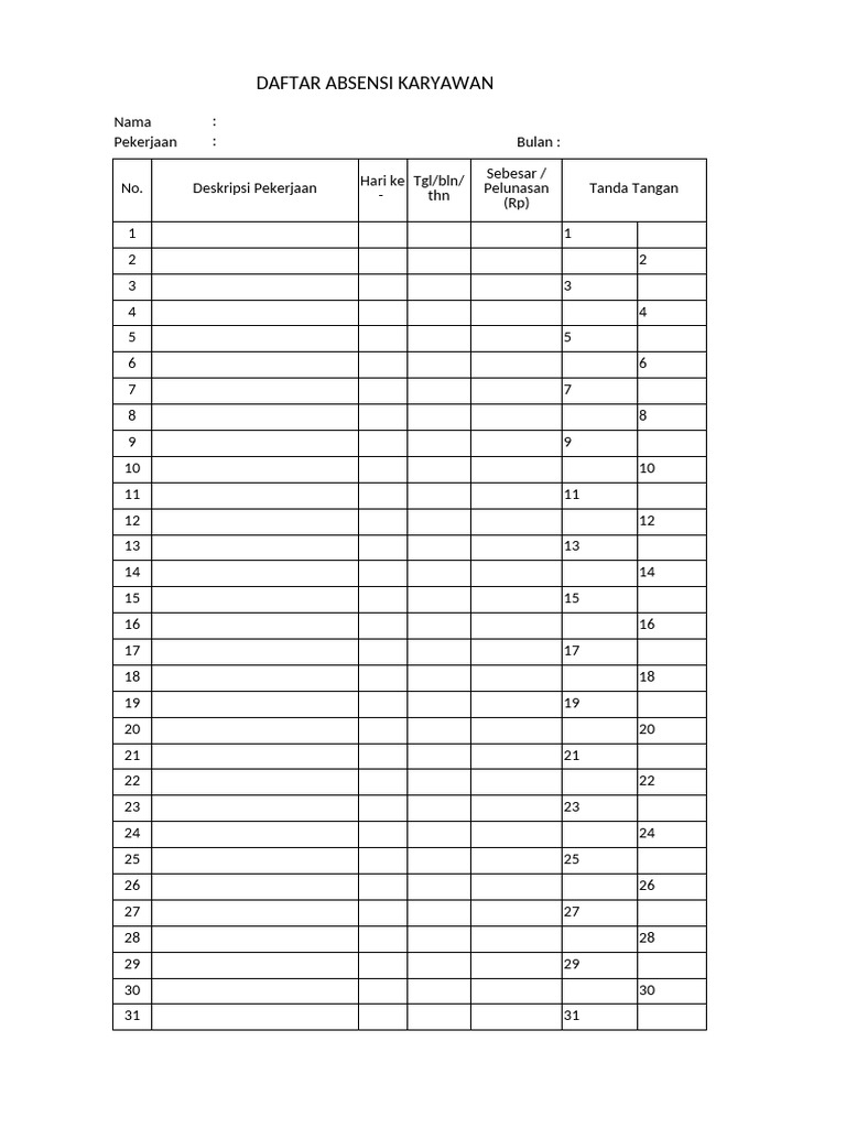 Daftar Absensi | PDF