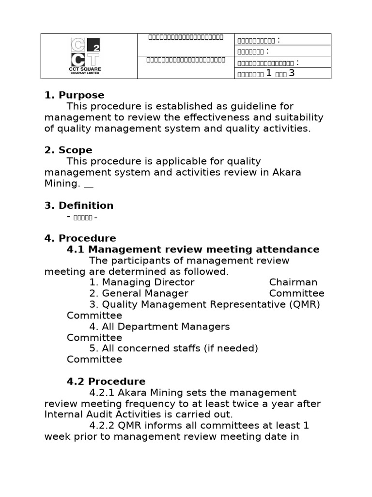 Example Procedure Management Review EN | PDF
