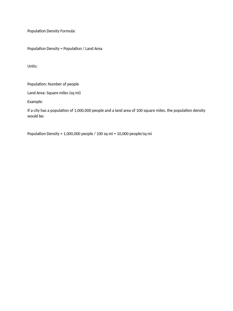 Population Density Formula | PDF