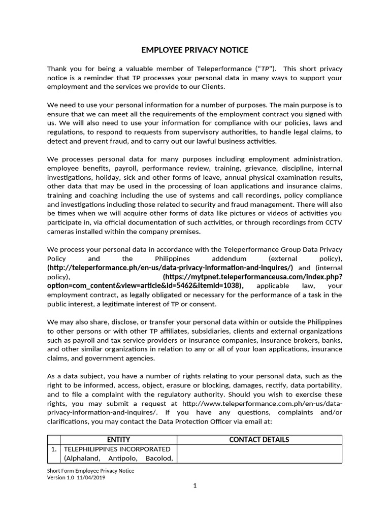 14 Short Employee Notice | PDF